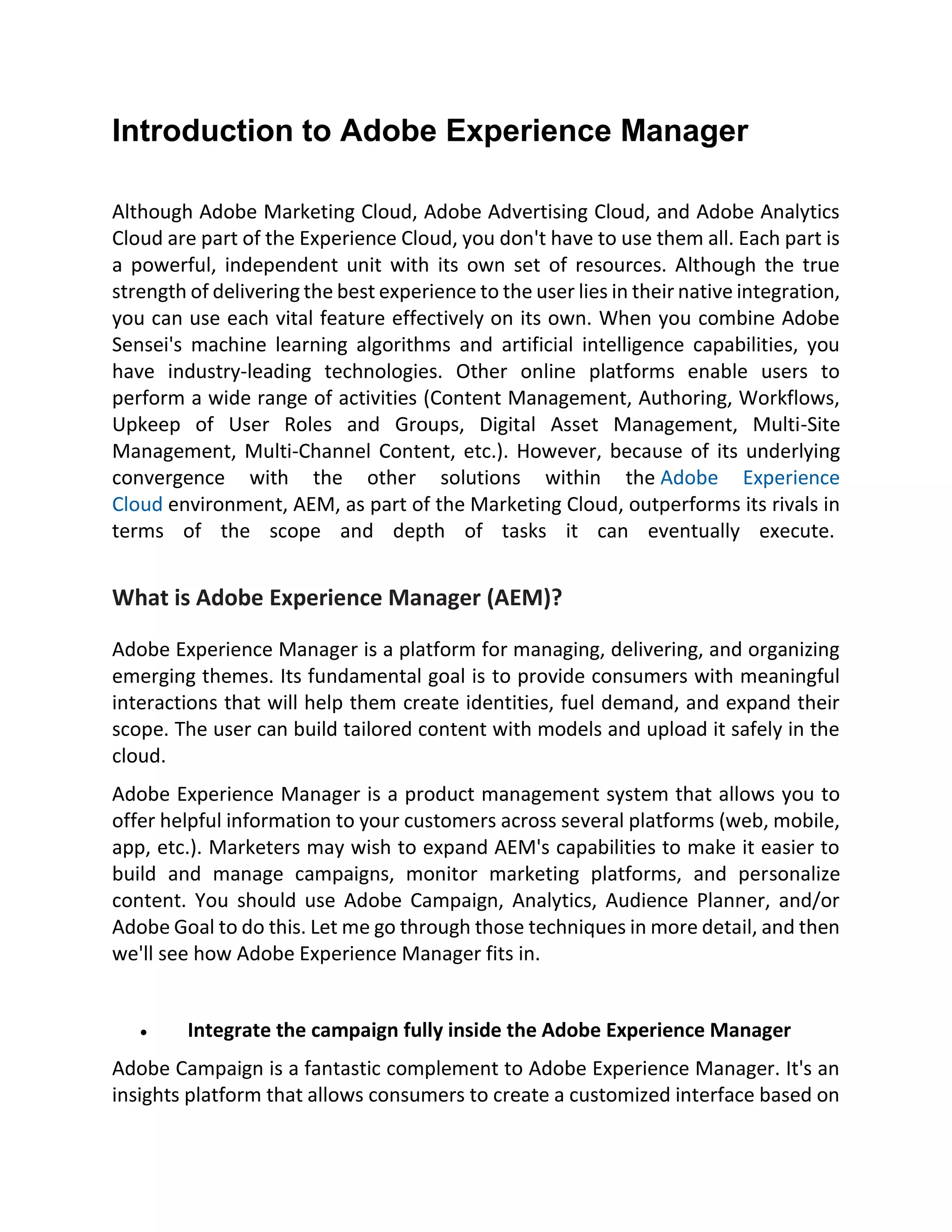 Introduction to adobe experience manager | PDF