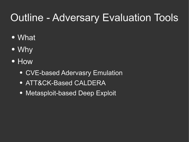 Introduction to Adversary Evaluation Tools | PPT
