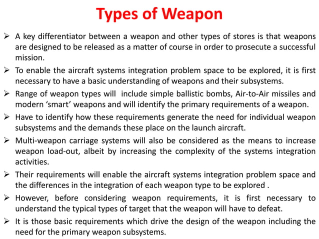 INTRODUCTION TO AERO WEAPONS.pptx | Arms & Ammunition | Sensitive Topics