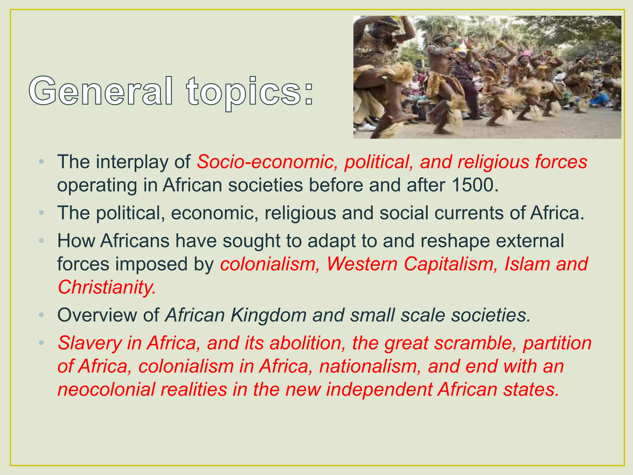 Introduction to african history, culture and society | PPTX