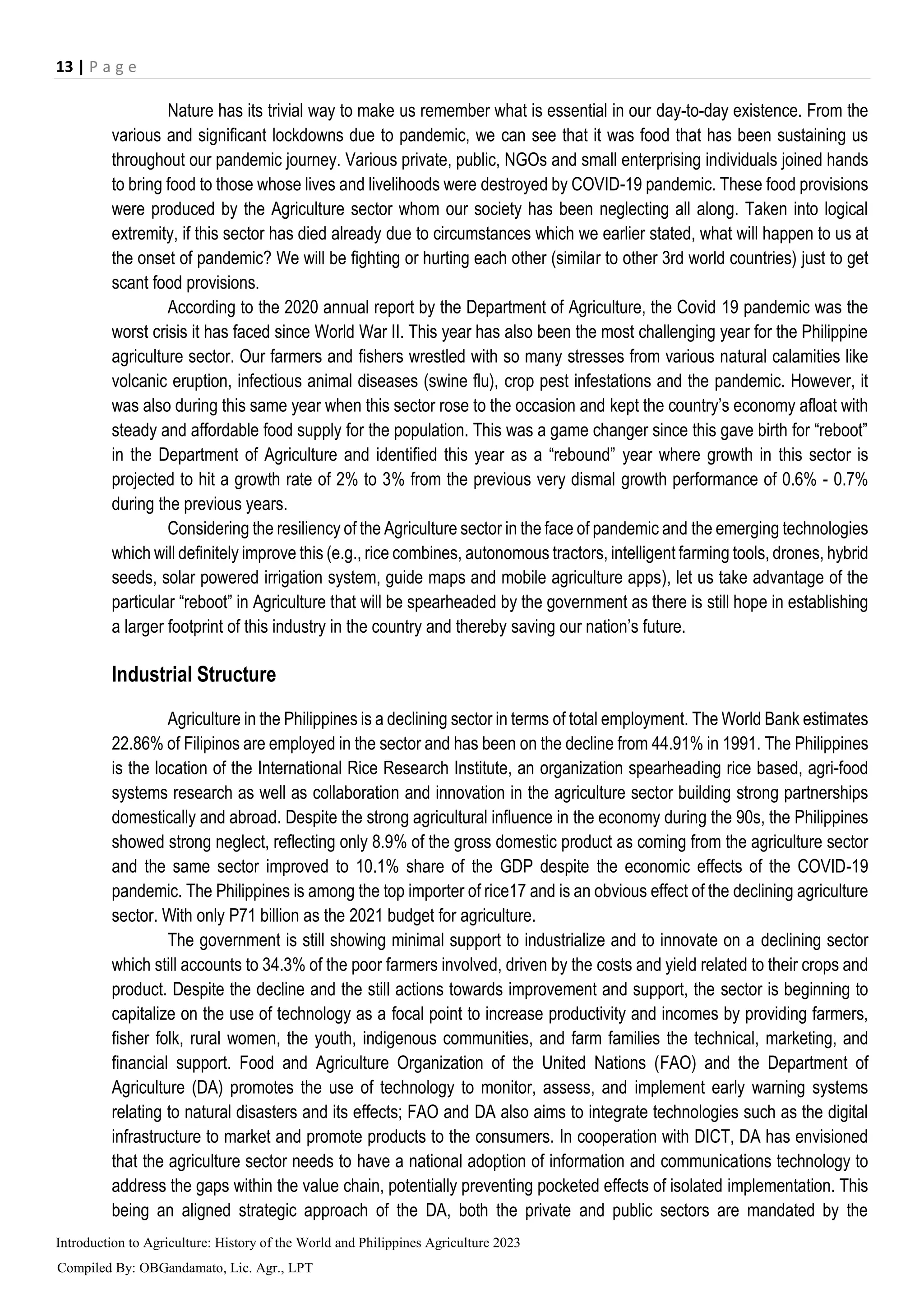 Introduction to Agriculture_History of the World and PhilippineS ...