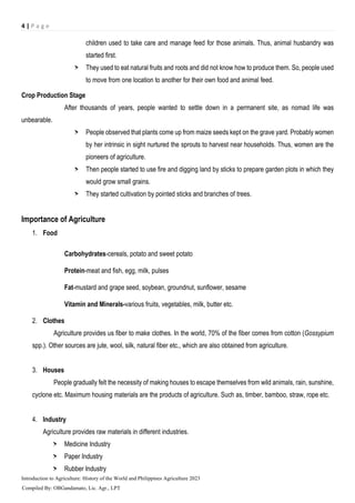 Introduction to Agriculture_History of the World and PhilippineS ...