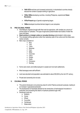 Introduction to Agriculture_History of the World and PhilippineS ...