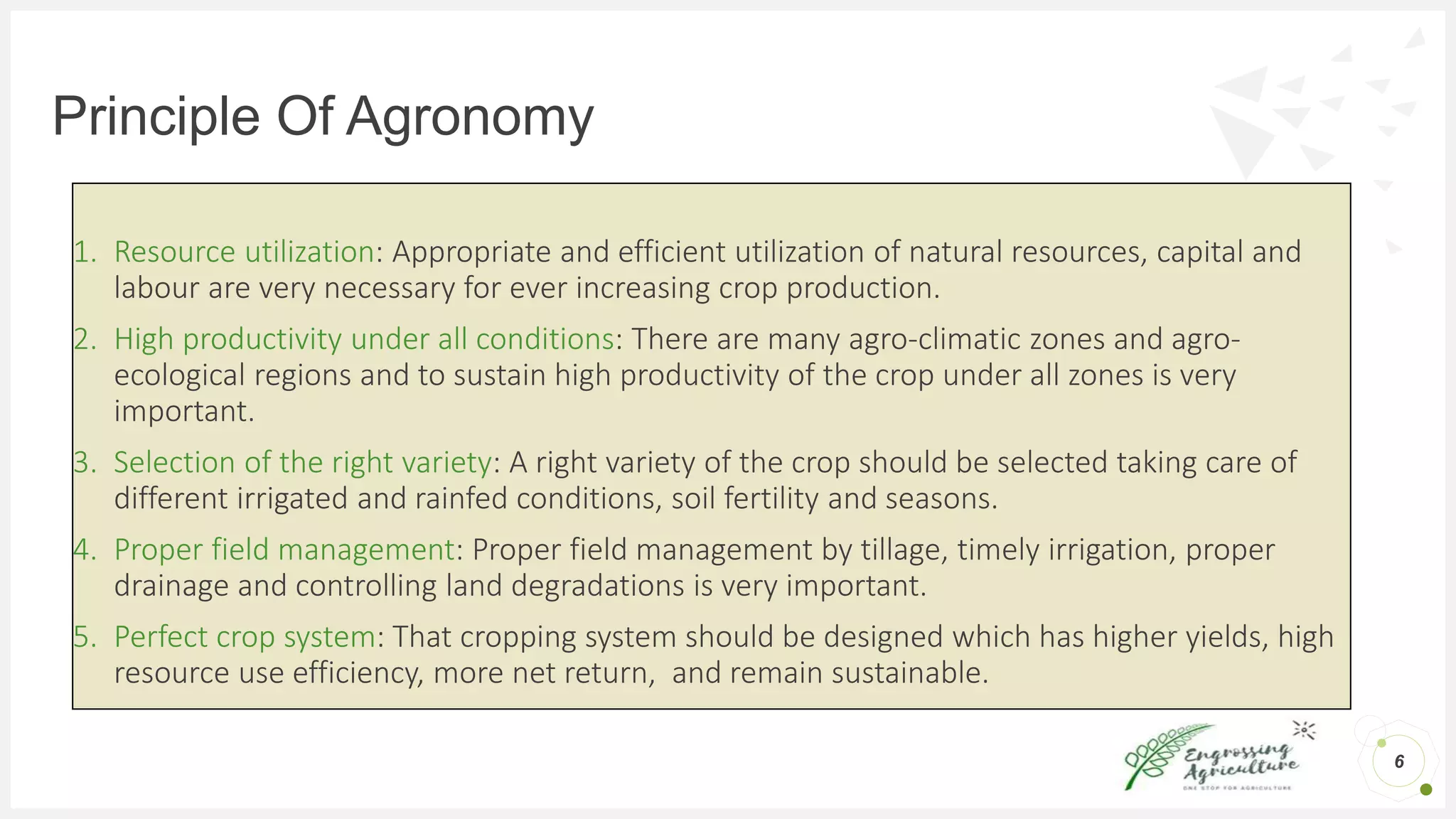 Introduction to agronomy | PPTX