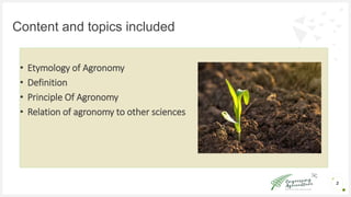 Introduction to agronomy | PPTX