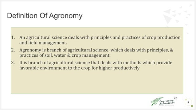 Introduction to agronomy | PPTX | Agriculture | Industries