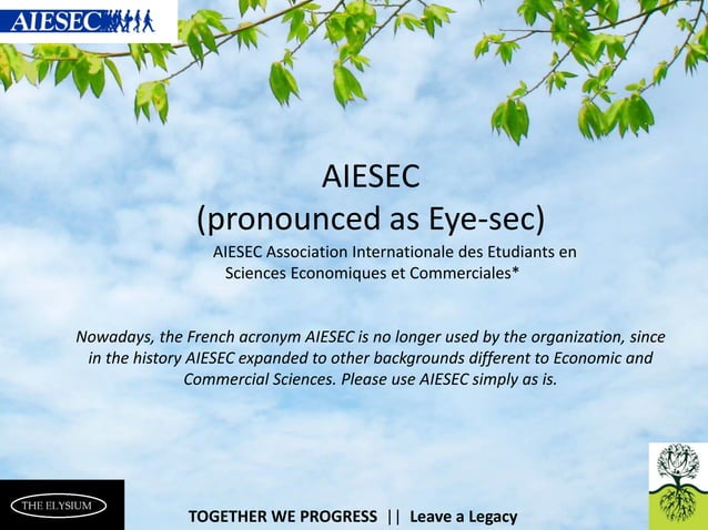 AIESEC in Bangalore | Introduction to AIESEC | PPT
