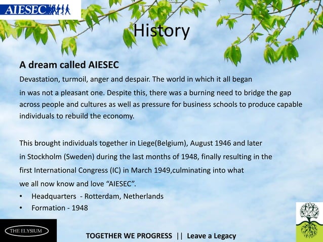 AIESEC in Bangalore | Introduction to AIESEC | PPT