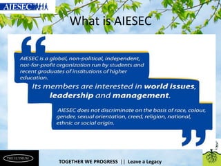 AIESEC in Bangalore | Introduction to AIESEC | PDF