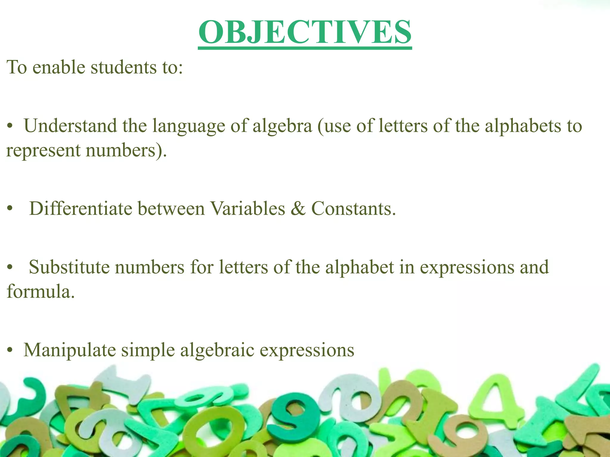 Introduction to algebra | PPTX