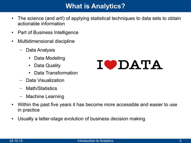 Introduction To Analytics | ODP