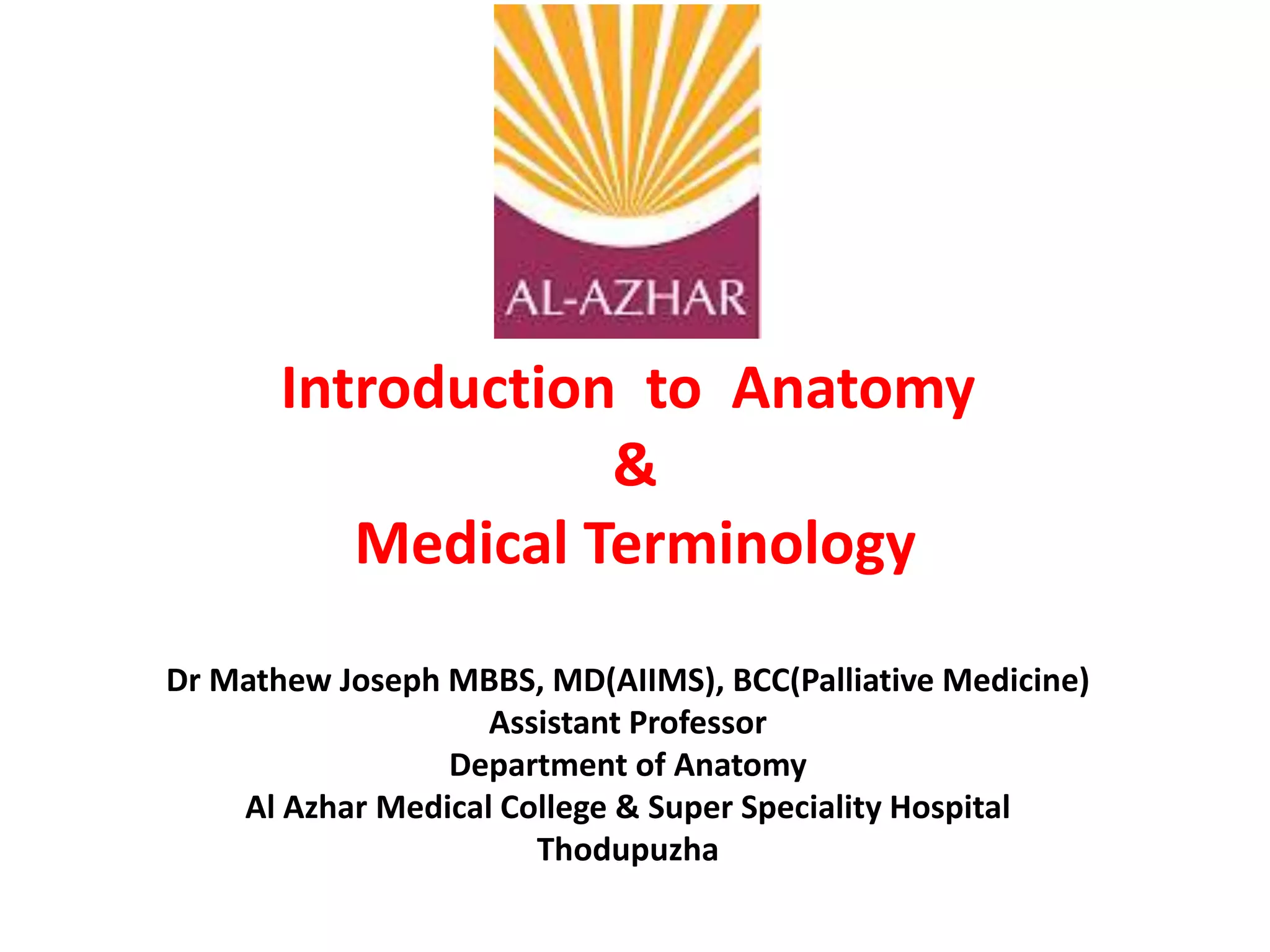 Introduction to anatomy and medical terminology | PPTX