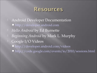 Introduction to Android | PPT | Operating Systems | Computer Software and Applications
