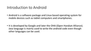 Introduction to Android.pptx | Operating Systems | Computer Software and Applications