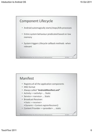 Introduction to Android OS - Touch Tour Chennai | PDF