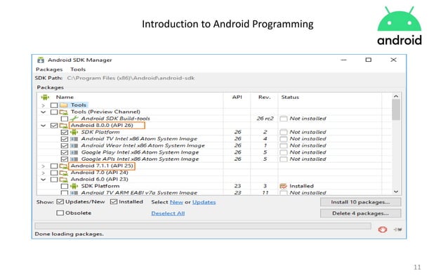 Introduction toAndroid Programming=Architecture, Basic building blocks ...