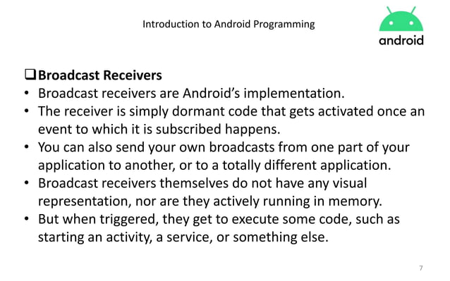 Introduction Toandroid Programmingarchitecture Basic Building Blocks