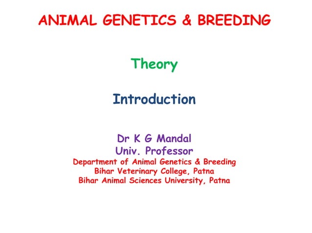 Introduction_to_Animal_Genetics___Breeding.pptx | Agriculture | Industries