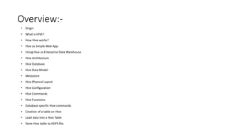 Introduction to Apache Hive(Big Data, Final Seminar) | PPTX