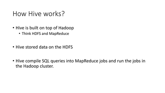 Introduction to Apache Hive(Big Data, Final Seminar) | PPTX | Databases | Computer Software and ...