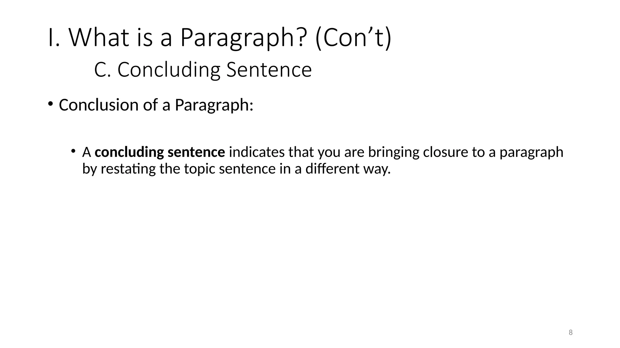 Power Point Slides on How to Write a Paragraph | PPT