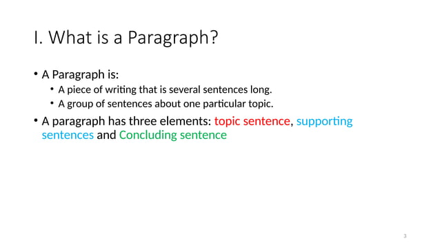 Power Point Slides on How to Write a Paragraph | PPT