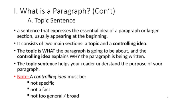 Power Point Slides on How to Write a Paragraph | PPT