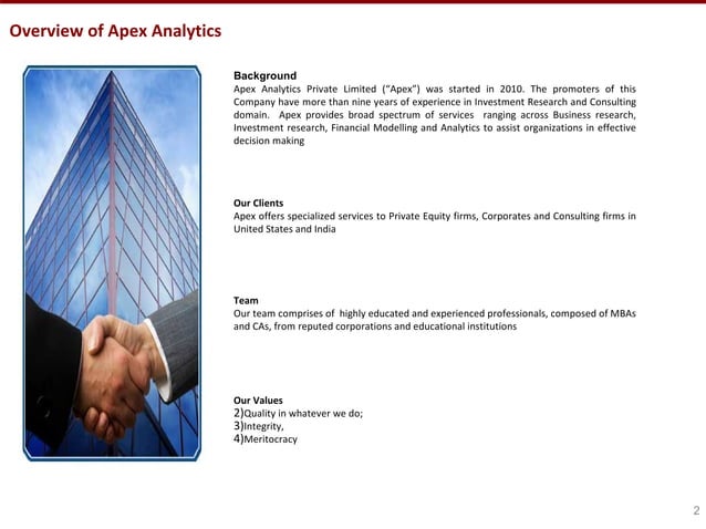 Apex Analytics Investment Research And Modeling Support Ppt