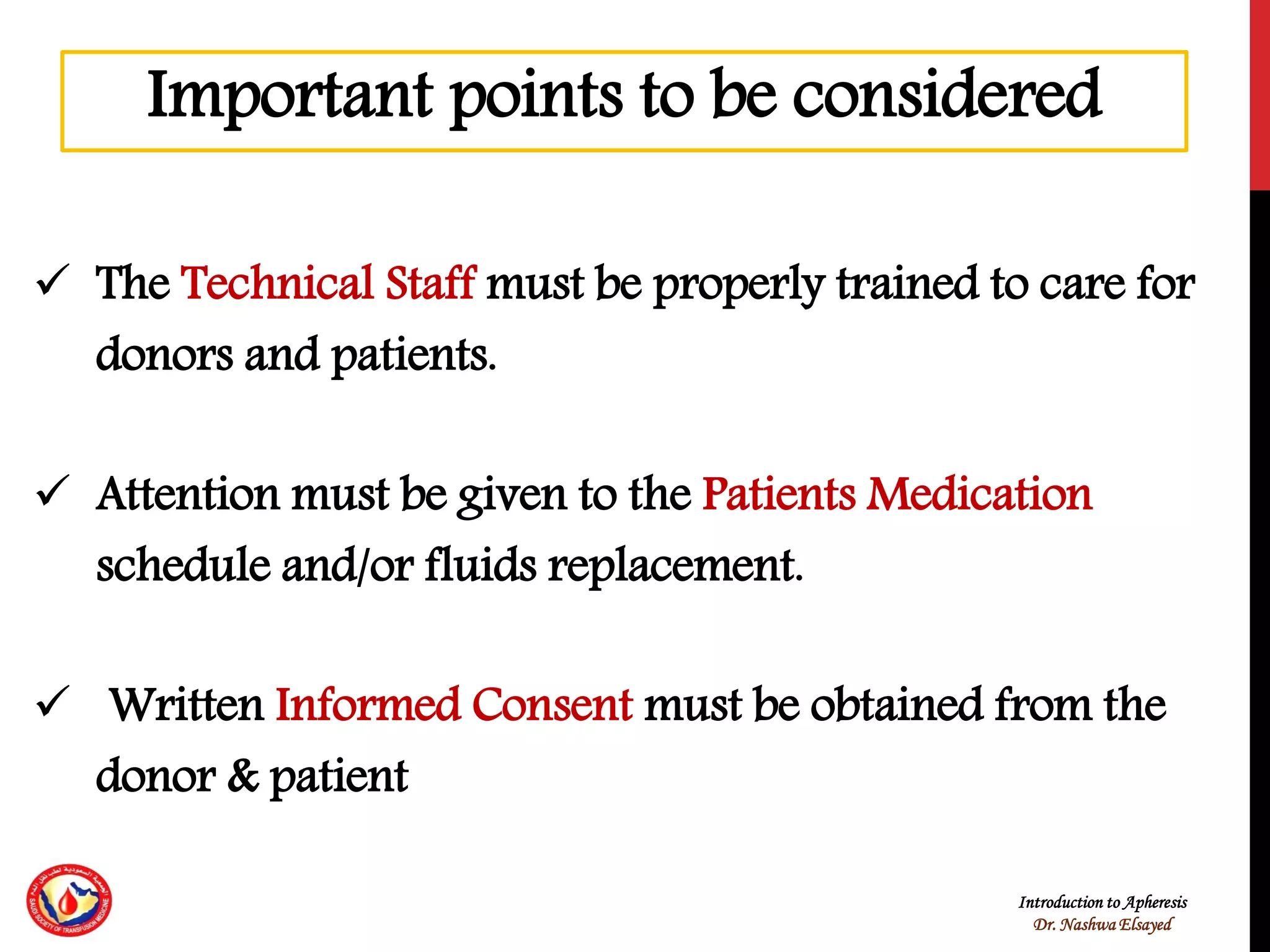 Introduction to Apheresis (Dr. Nashwa Elsayed) | PDF