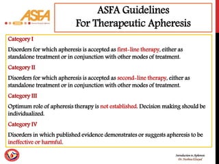 Introduction to Apheresis (Dr. Nashwa Elsayed) | PPT