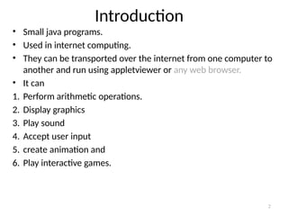 Introduction To Applets methods and simple examples | PPTX ...