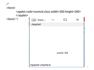 Introduction To Applets methods and simple examples | PPTX | Programming Languages | Computing