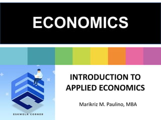 Introduction to applied economics | PPT