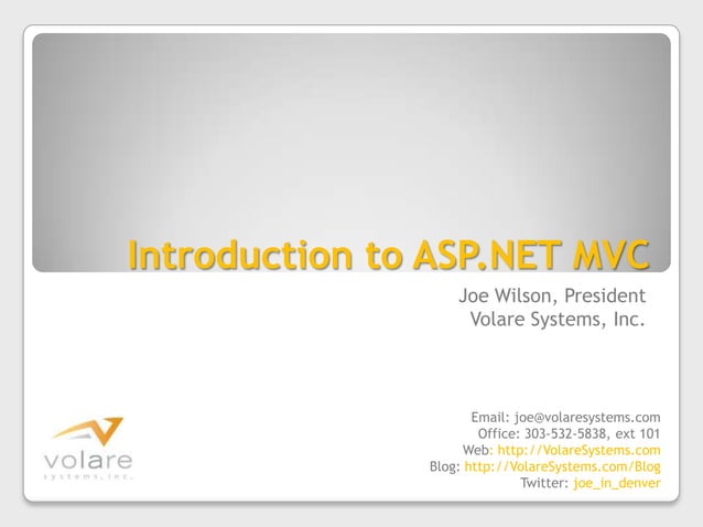 Introduction To Aspnet Mvc Pptx