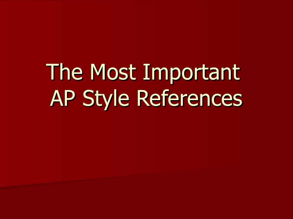 Introduction To Ap Style