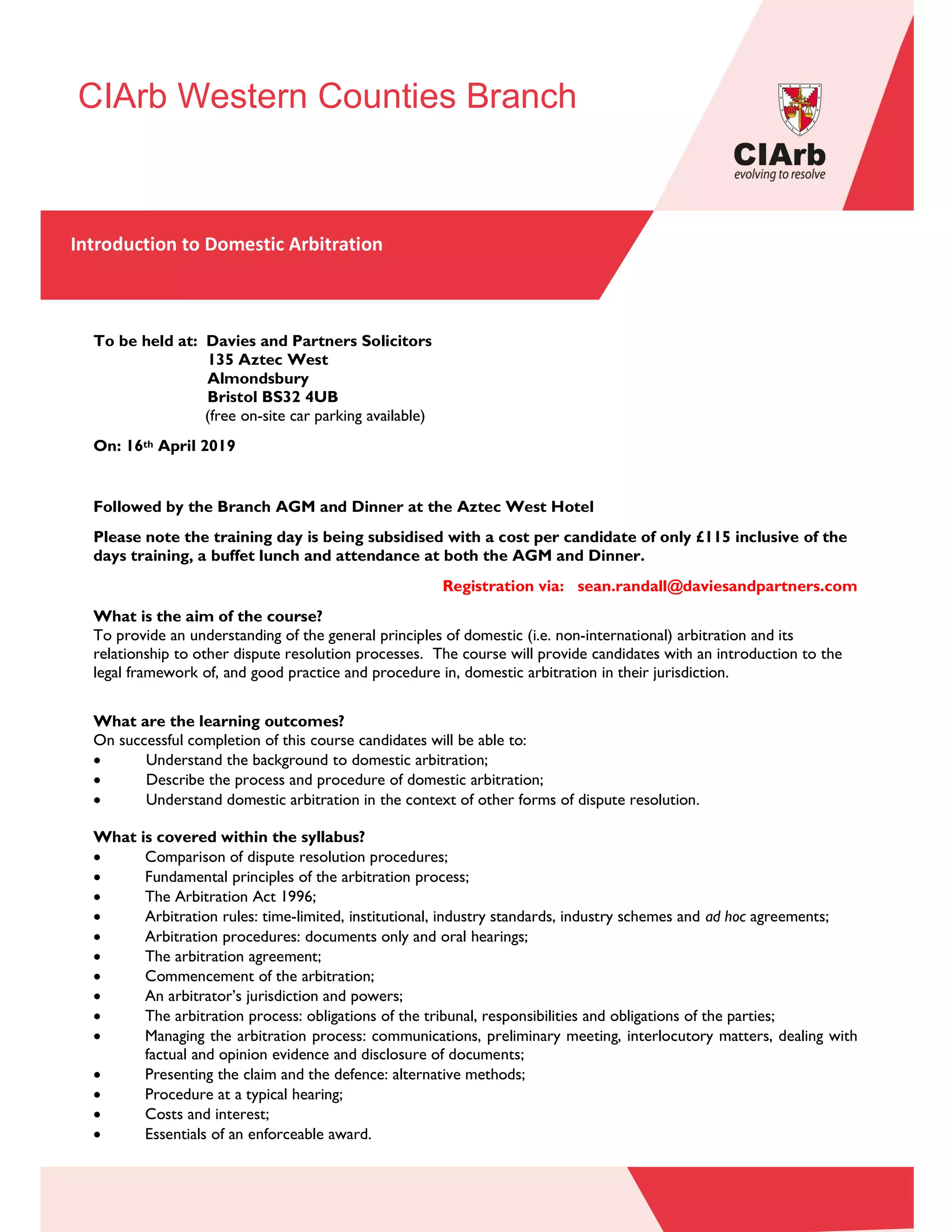 Introduction to arbitration training and examination CIARB | PDF