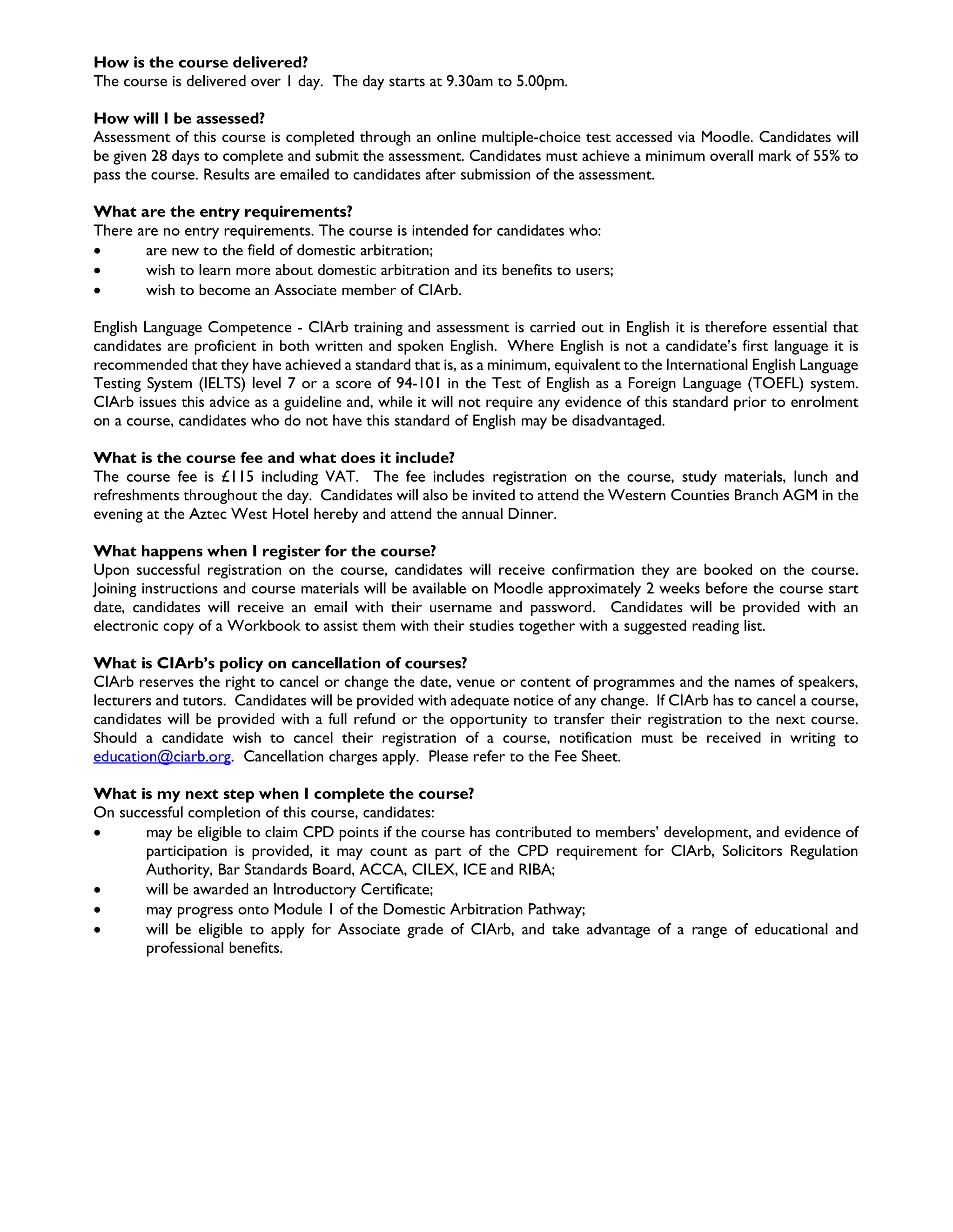 Introduction to arbitration training and examination CIARB | PDF