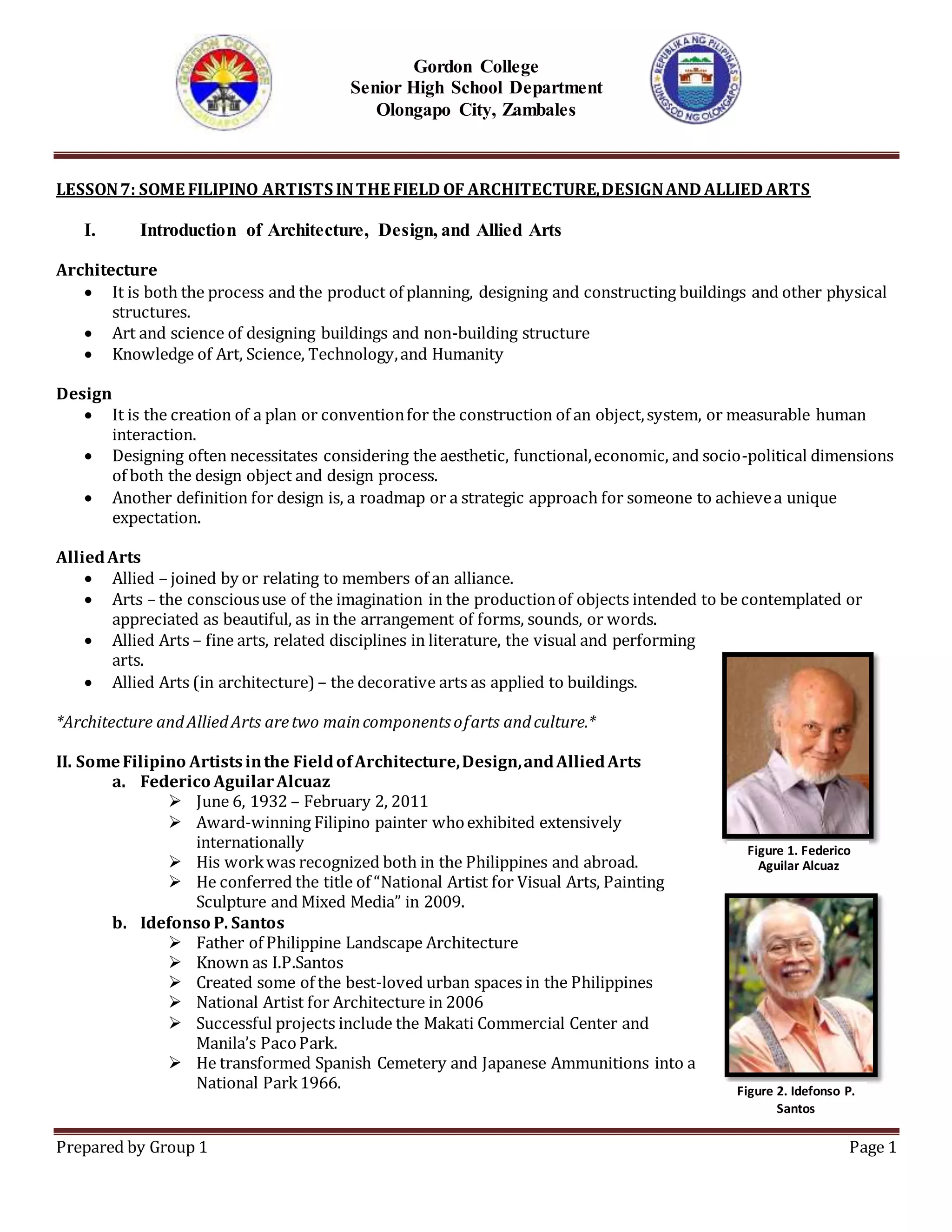 Introduction to Architecture, Design and Allied Arts | DOCX