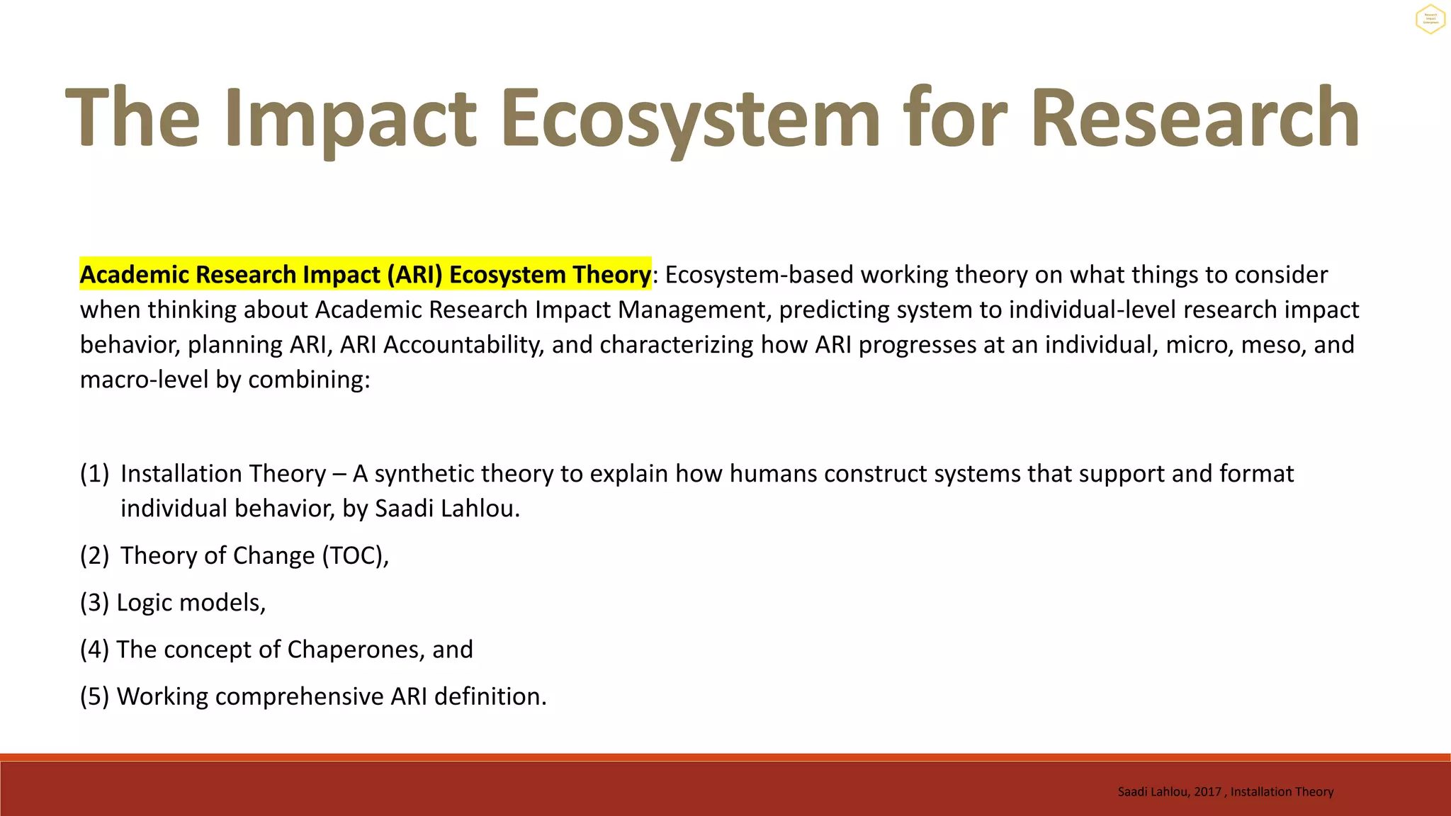 Academic Research Impact (ARI) Ecosystem Theory: An Introduction | PDF