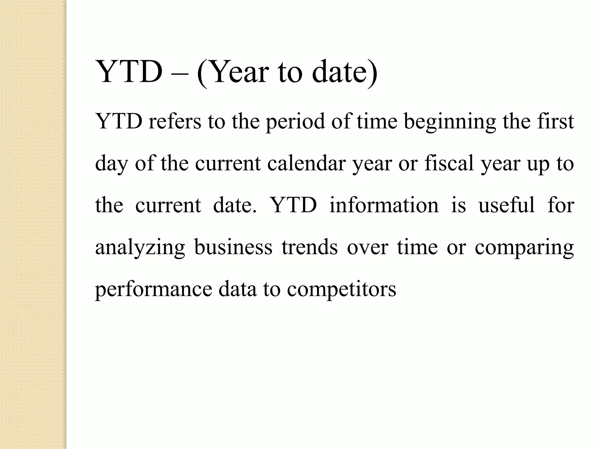 Introduction to ARR, APC, YTD, QTD and MTD | PPTX