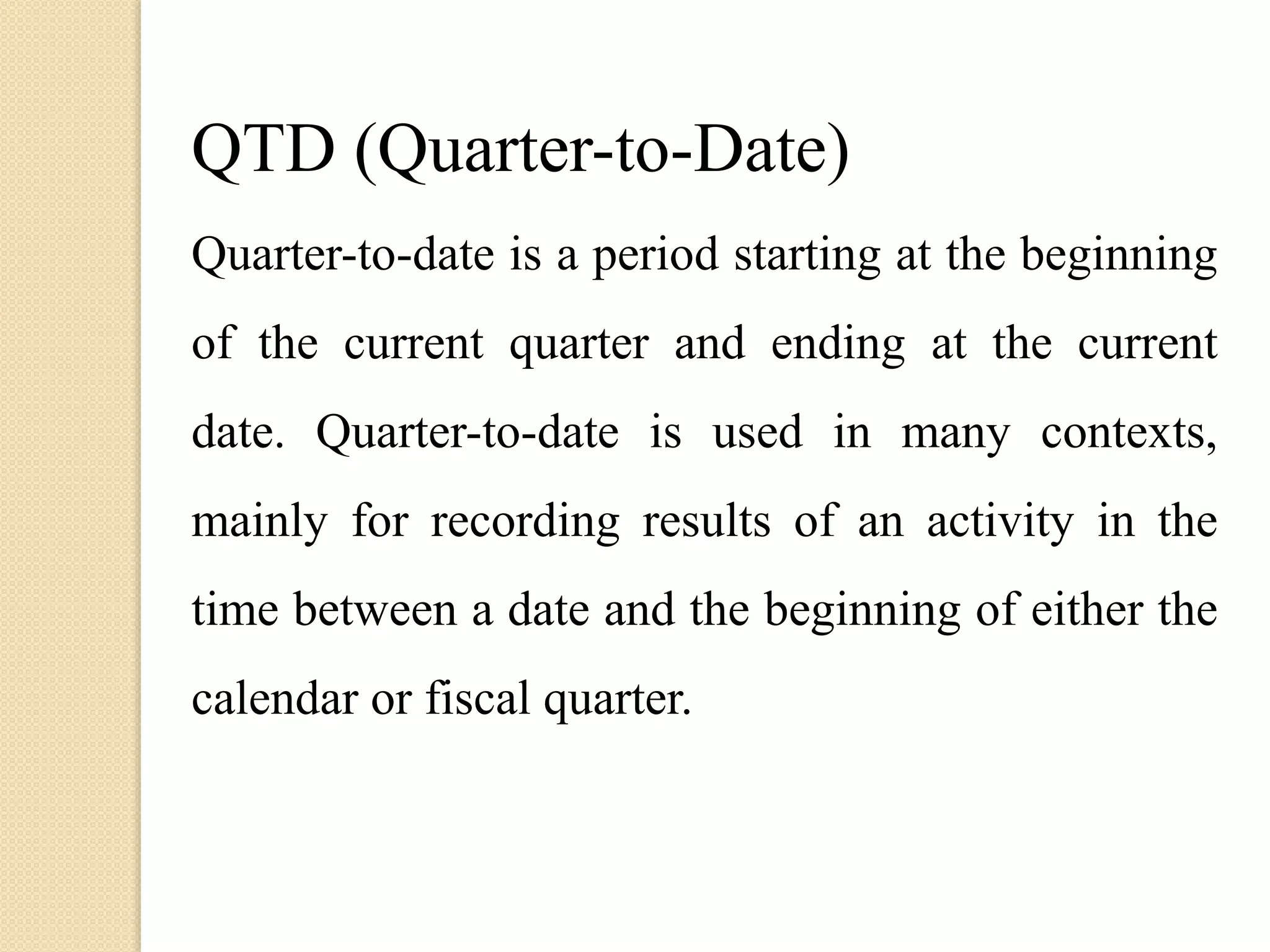 Introduction to ARR, APC, YTD, QTD and MTD | PPTX