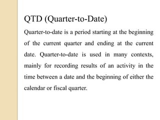 Introduction to ARR, APC, YTD, QTD and MTD | PPTX