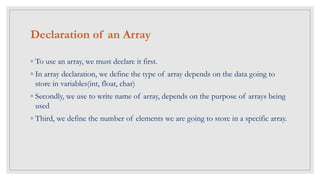 Introduction to arrays | PPTX | Programming Languages | Computing