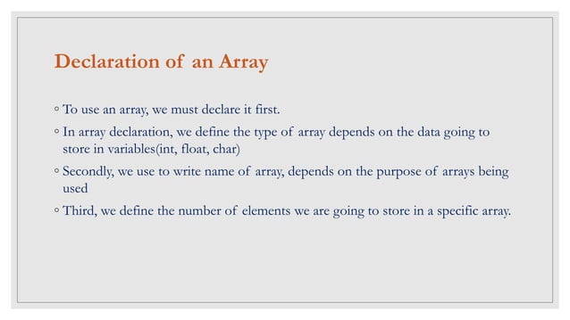 Introduction to arrays | PPTX | Programming Languages | Computing