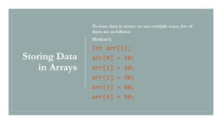 Introduction to arrays | PPTX | Programming Languages | Computing