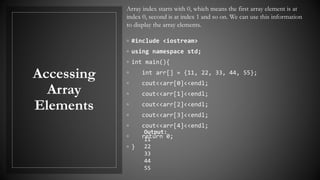Introduction to arrays | PPTX | Programming Languages | Computing