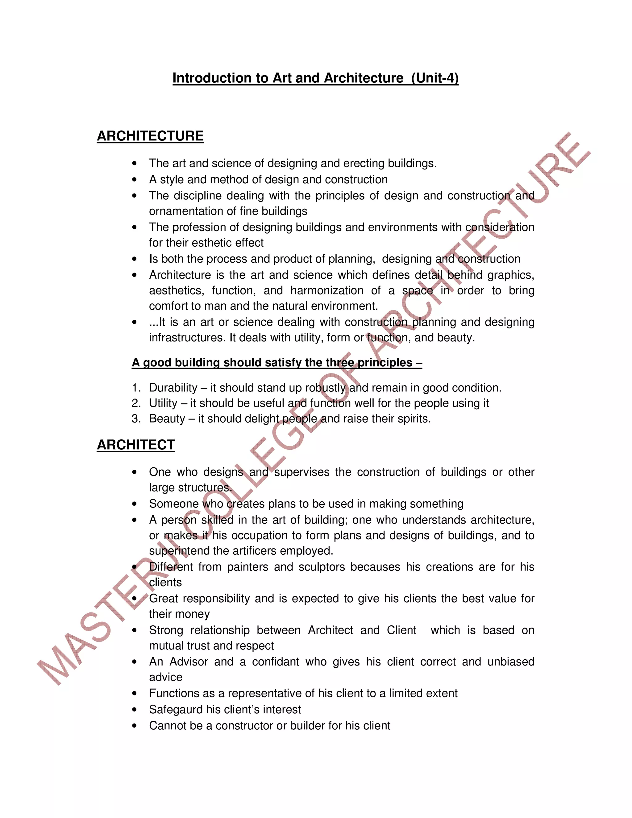 Introduction to art and architecture hand outs unit-4 | PDF