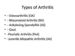 INTRODUCTION TO ARTHRITIS and management.pptx