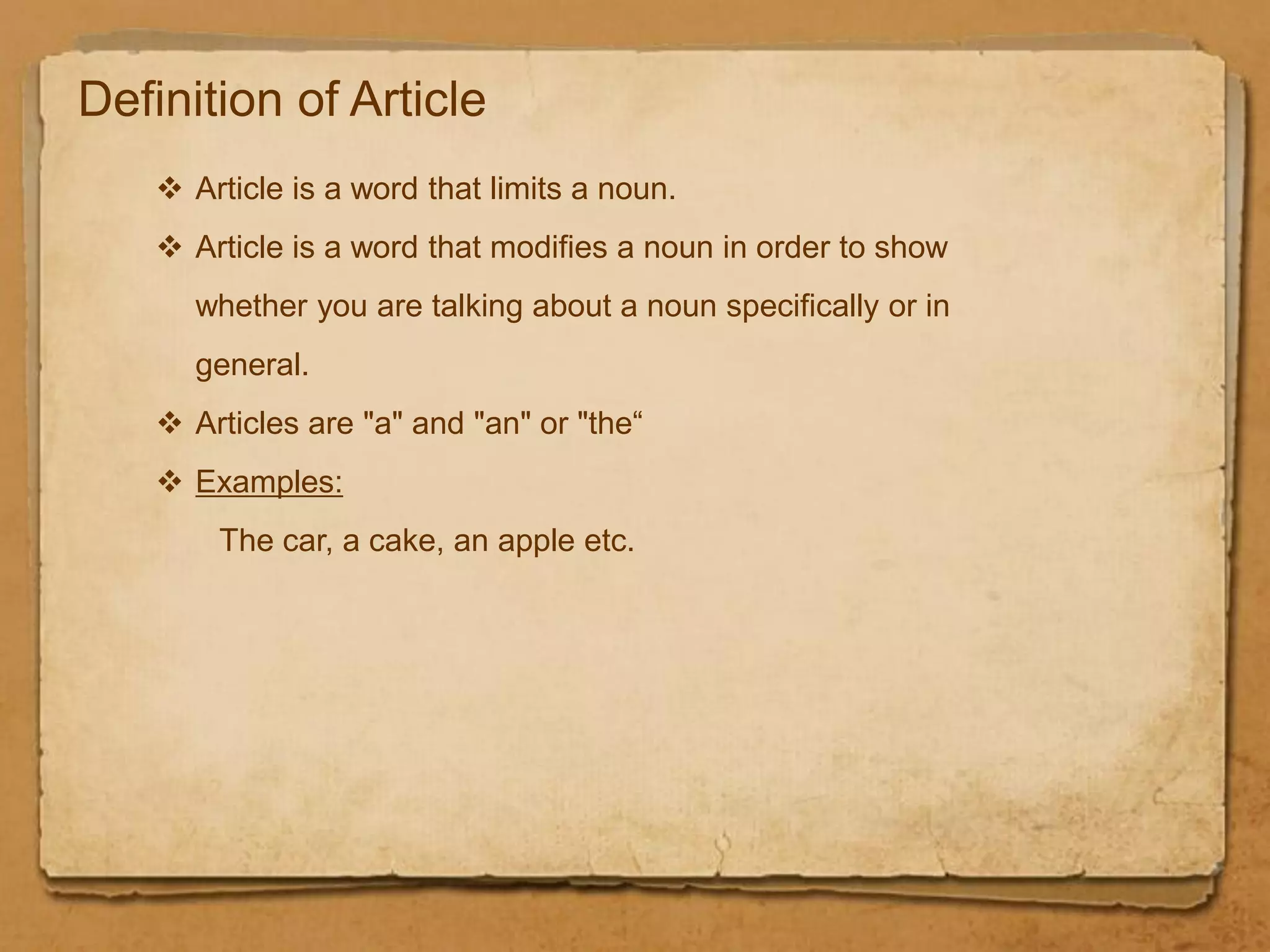 Introduction to Articles | PPT