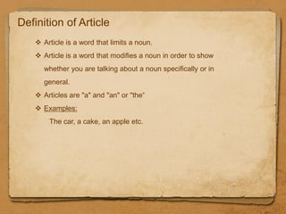 Introduction to Articles | PPT